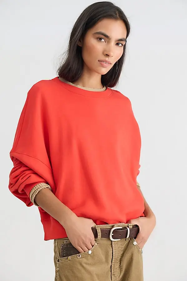 Free People We The Free Asymmetric Sweatshirt - Red