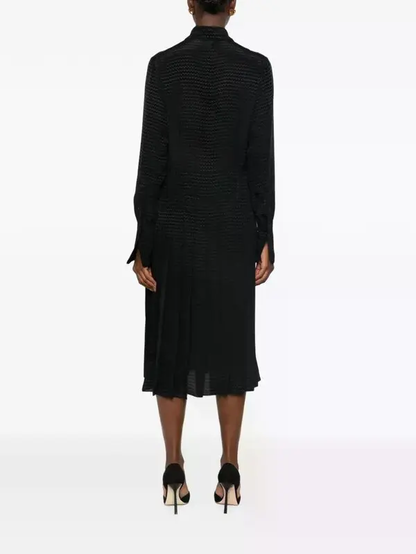 Fendi Pleated Zigzag Pattern Midi Dress
