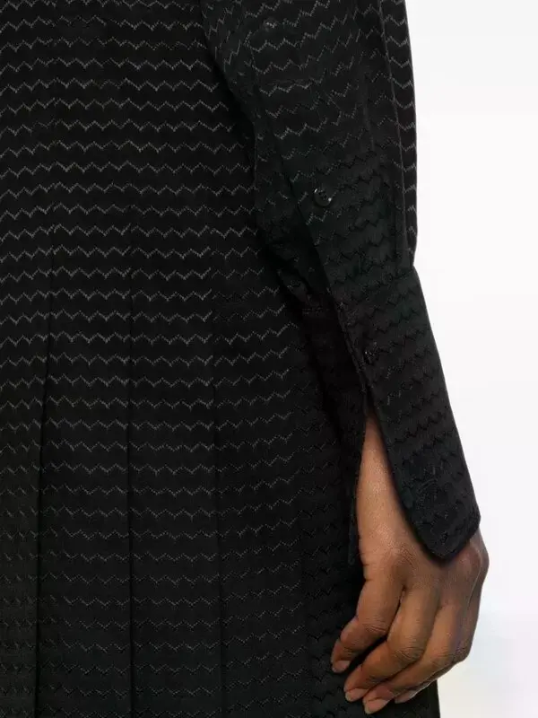 Fendi Pleated Zigzag Pattern Midi Dress - Black