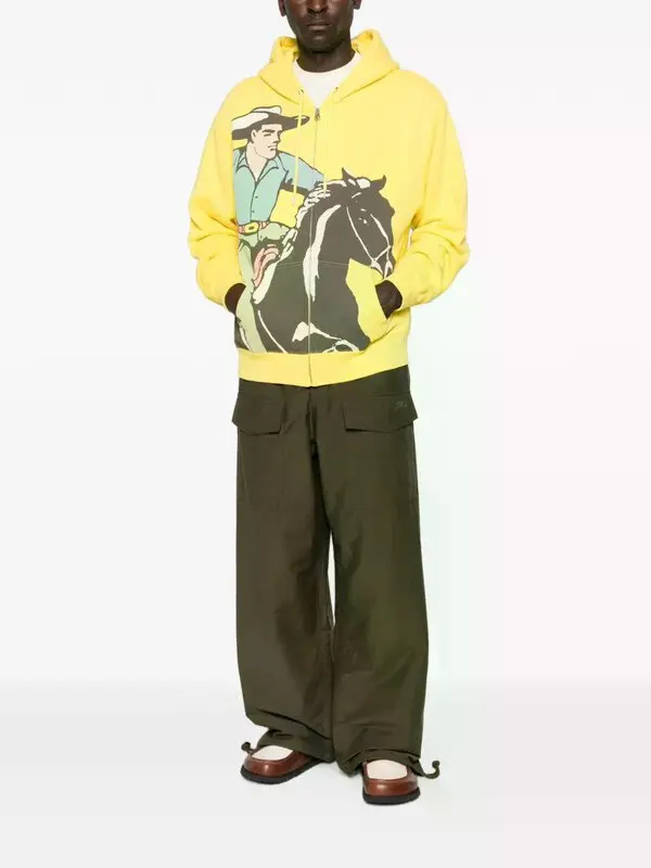 JW Anderson Cowboy Print Zip-up Hoodie - Yellow