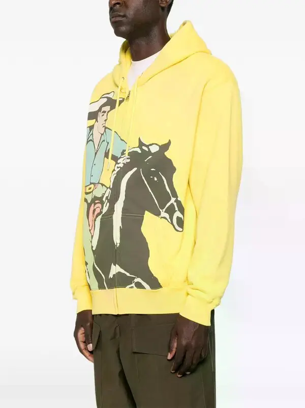 JW Anderson Cowboy Print Zip-up Hoodie - Yellow