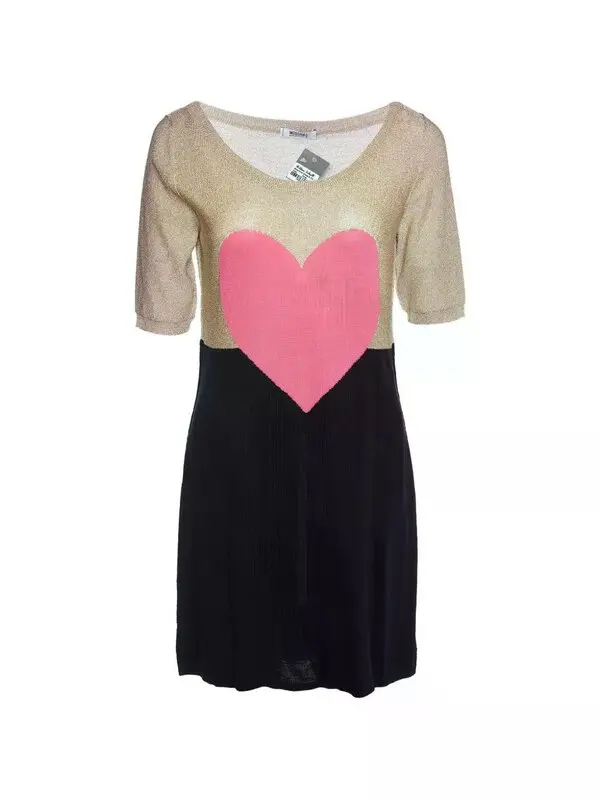 Moschino Knit Mini Dress With Heart Motif - Black