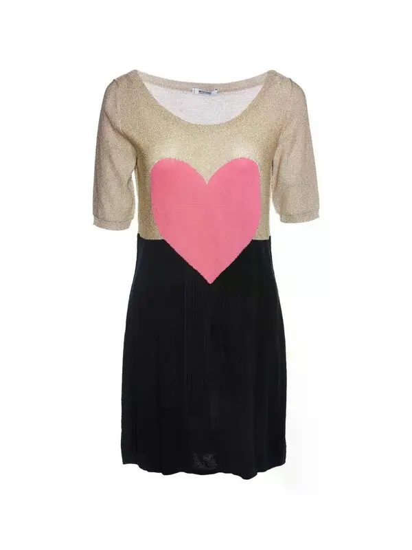 Moschino Knit Mini Dress With Heart Motif - Black