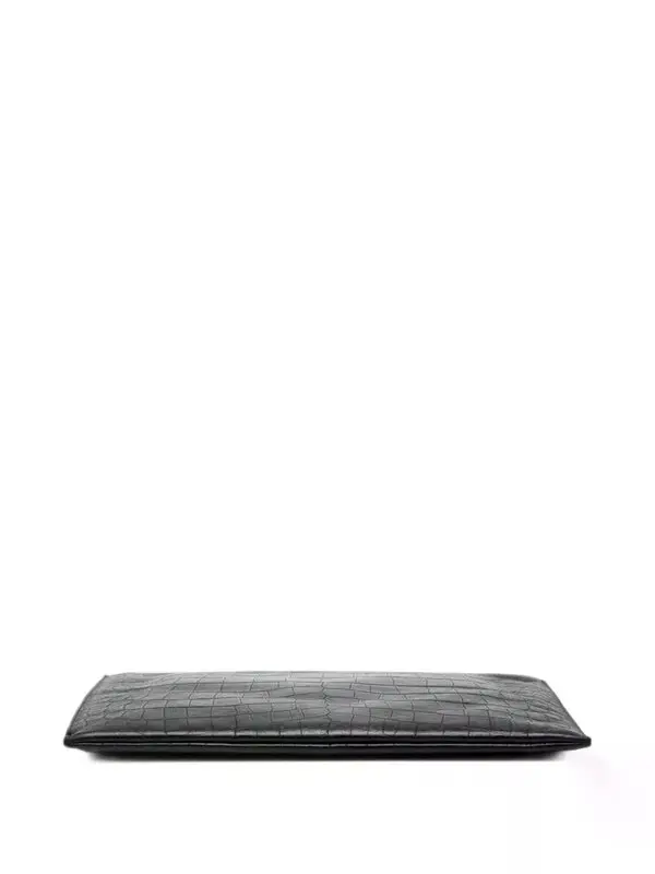 Saint Laurent Croc Embossed Leather Monogram Document Holder
