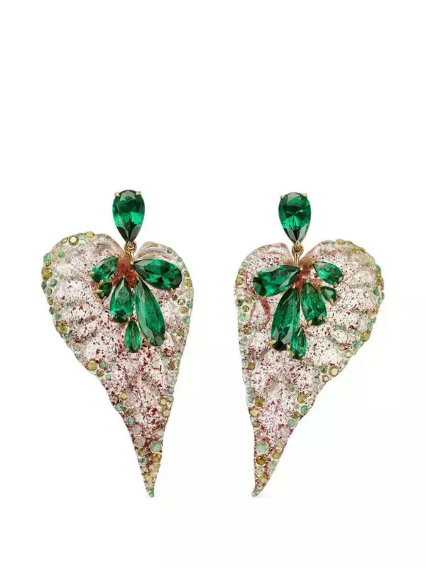 ANABELA CHAN Beetroot Begonia Emerald Earrings - Gold