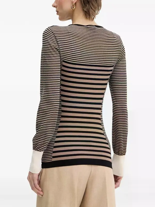 Elisabetta Franchi Horizontal Stripe Crew Neck Sweater