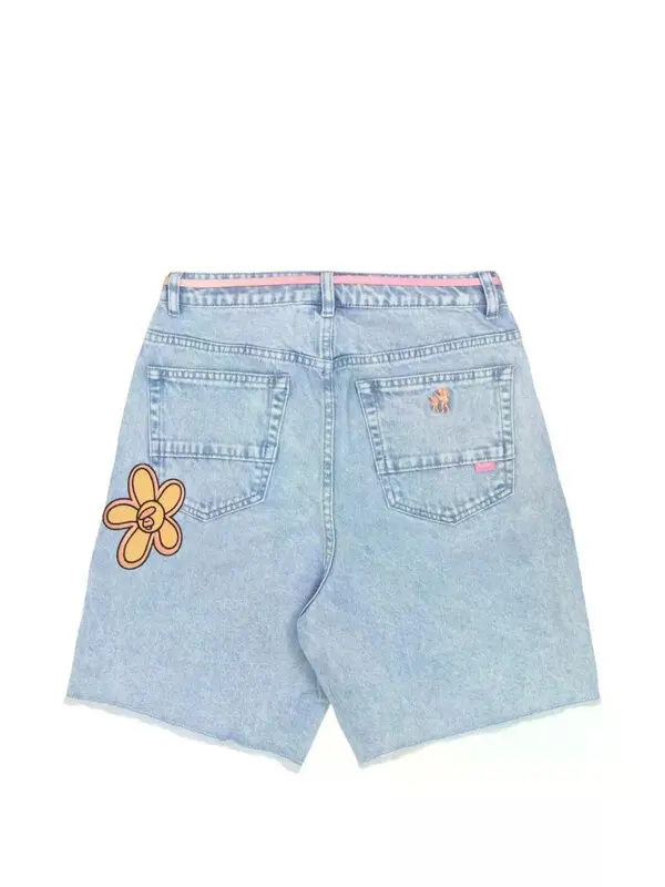 AAPE BY *A BATHING APE Moonface Patch Fringed Denim Shorts
