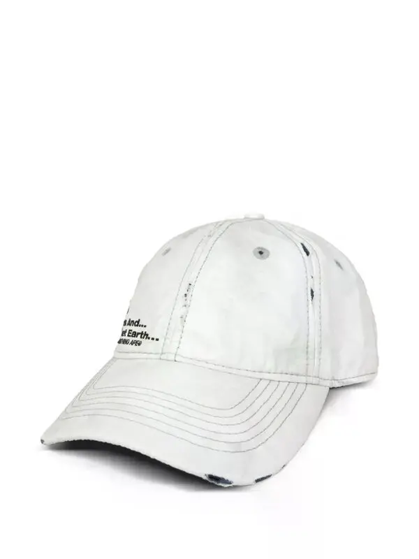 AAPE BY *A BATHING APE Distressed Logo-embroidered Cap - White
