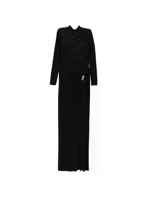 NISSA Crystal-embellished Ruched Maxi Dress