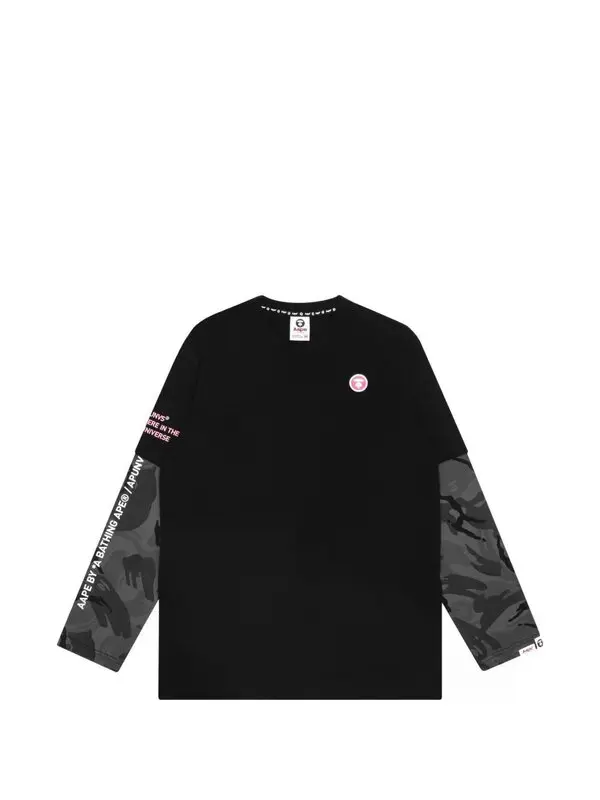 AAPE BY *A BATHING APE Layered-sleeve Logo-print T-shirt - Black