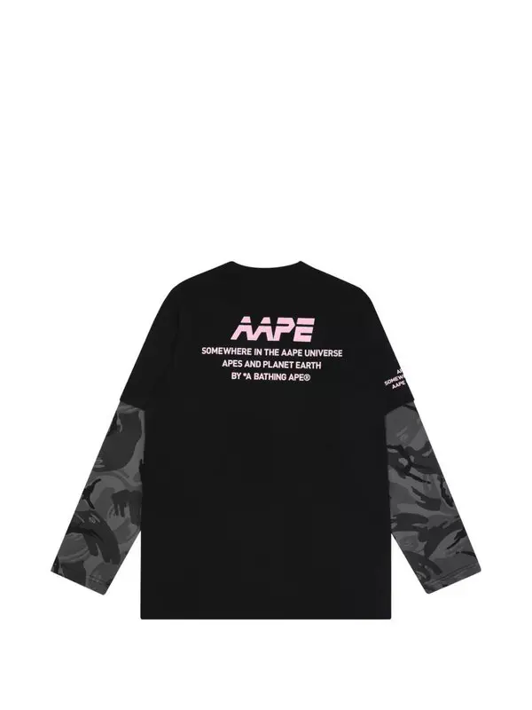 AAPE BY *A BATHING APE Layered-sleeve Logo-print T-shirt