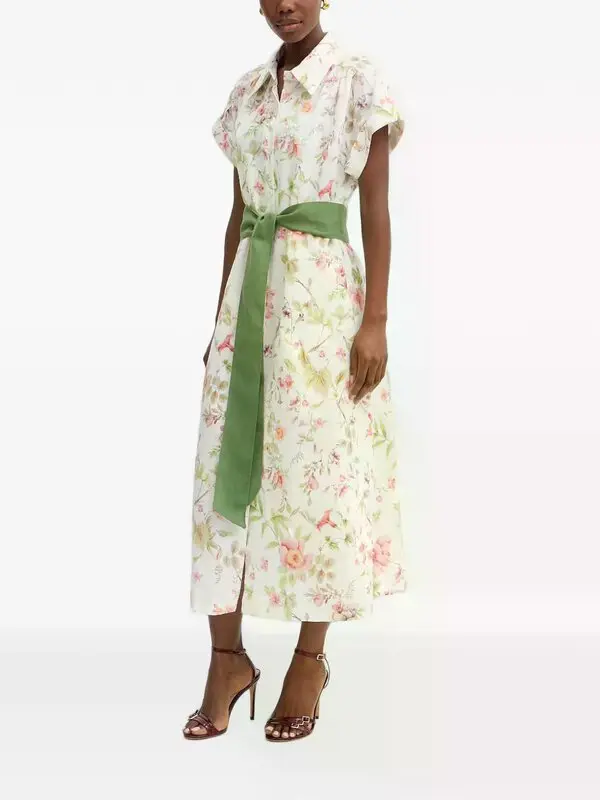 Luisa Spagnoli Floral Print Belted Maxi Dress - White