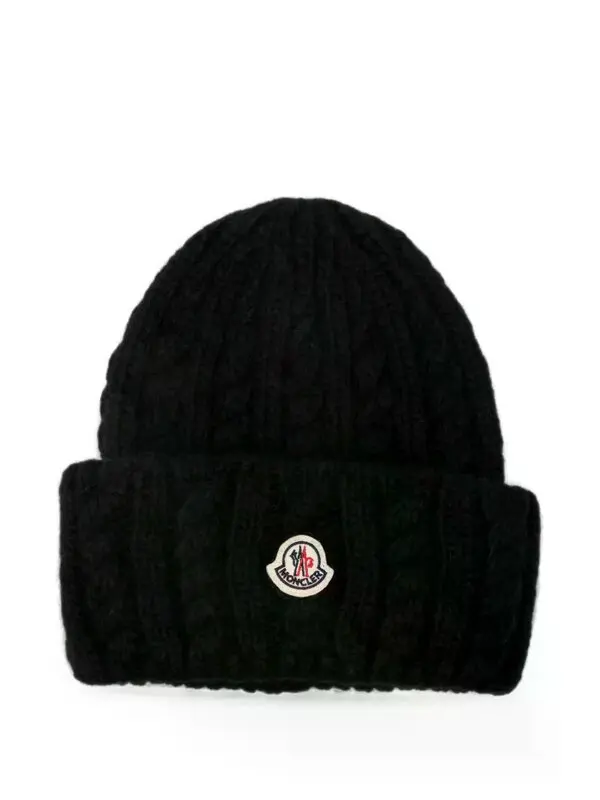 Moncler Cable Knit Logo Beanie