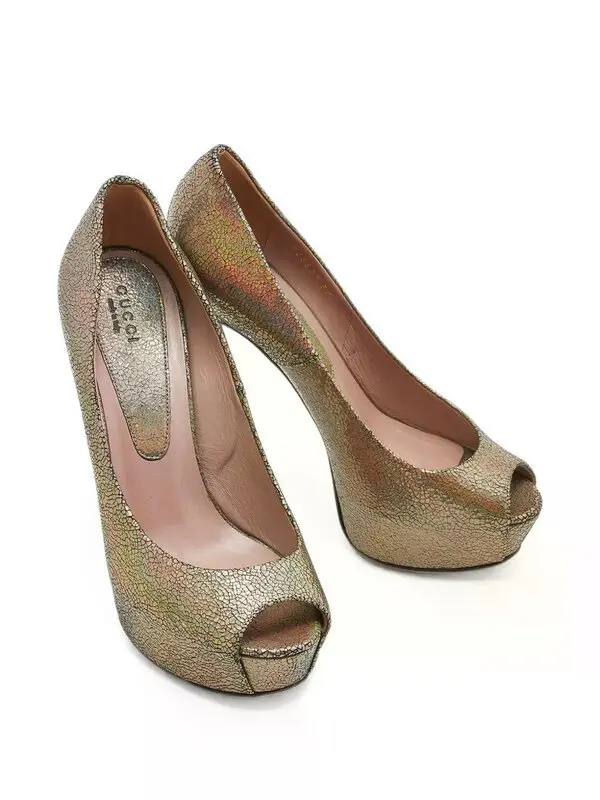 Gucci Nizza Peep-toe Platform Pumps - Gold