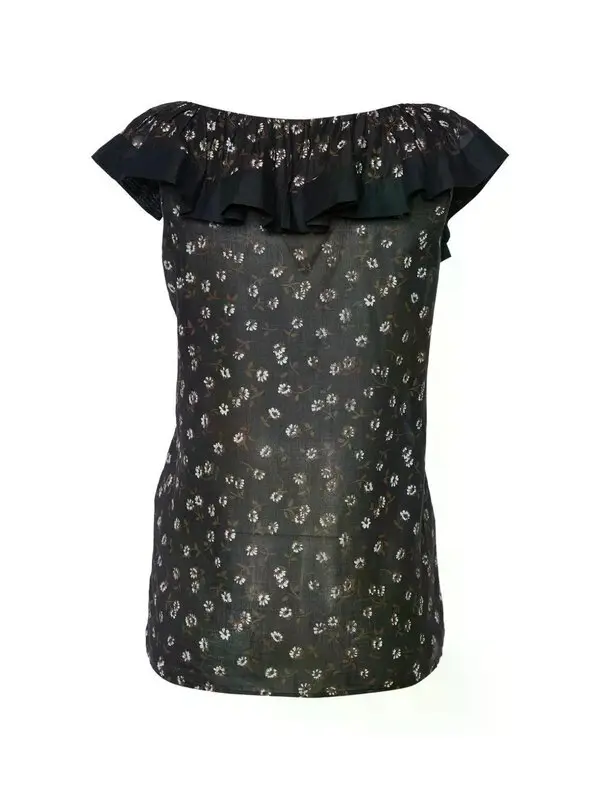 Red Valentino Floral-print Ruffled Top