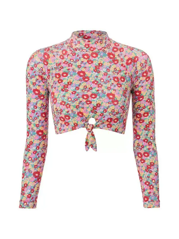 Rip Curl Floral Print Tie-detail Rash Guard - Pink