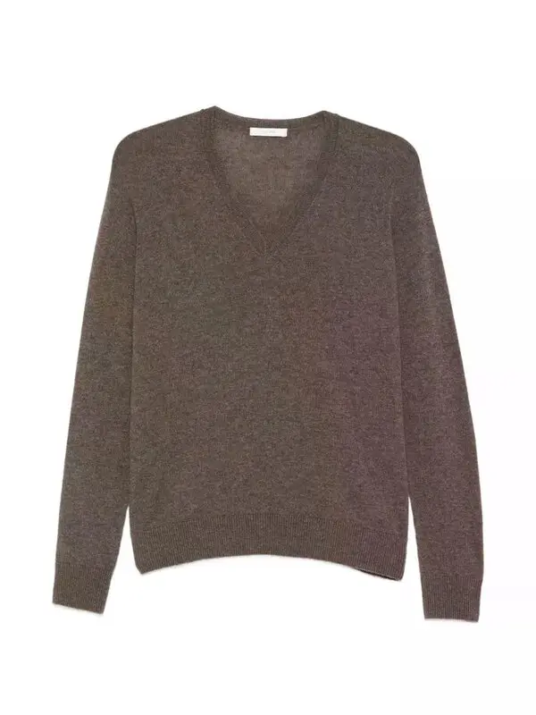 THE ROW V-neck Knit Sweater - Brown
