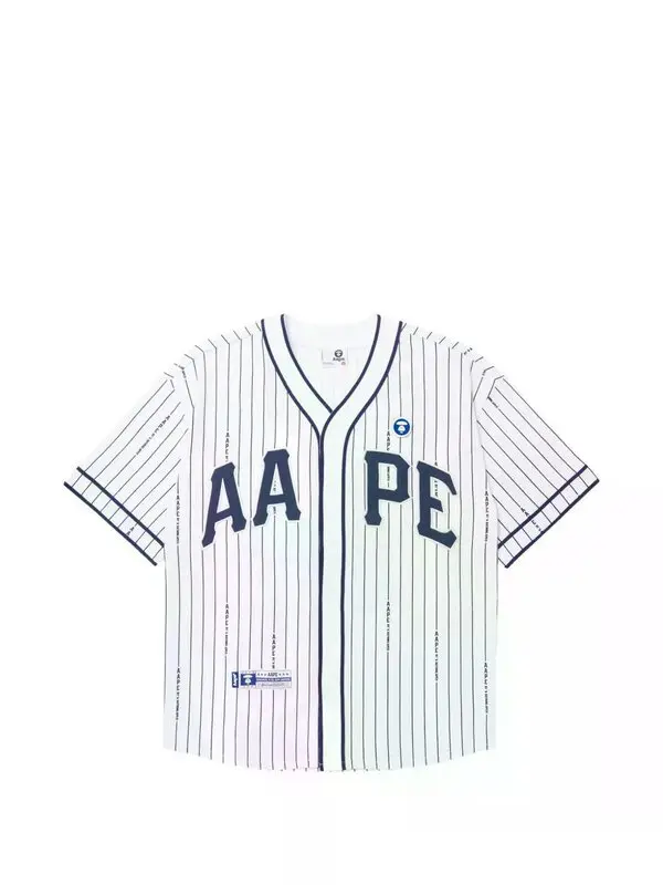 AAPE BY *A BATHING APE Moonface Patch Striped Baseball Shirt