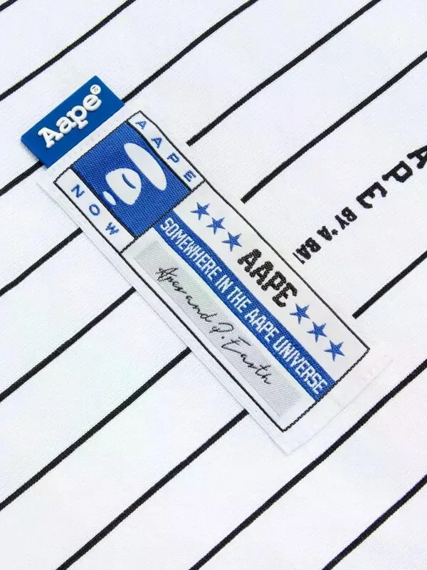 AAPE BY *A BATHING APE Moonface Patch Striped Baseball Shirt