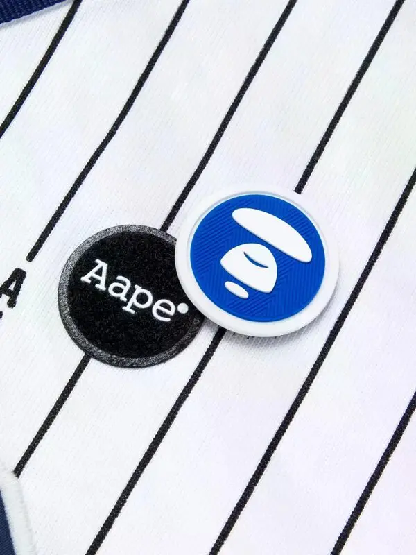 AAPE BY *A BATHING APE Moonface Patch Striped Baseball Shirt