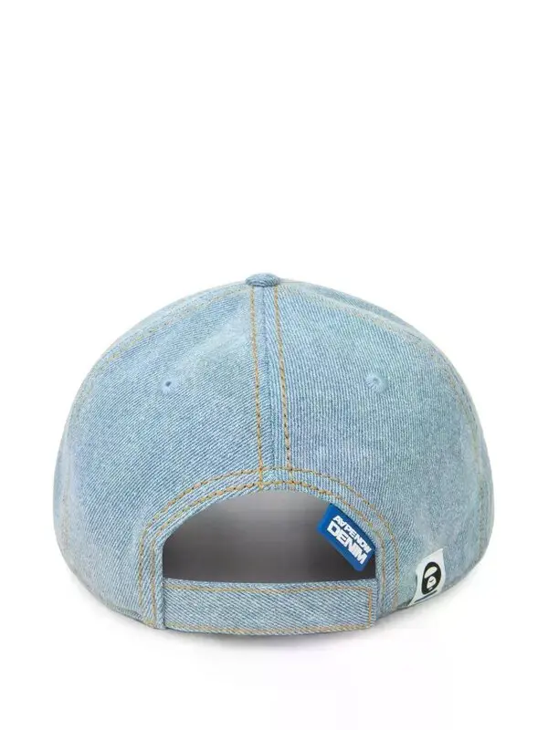 AAPE BY *A BATHING APE Moonface Embroidered Denim Cap - Blue