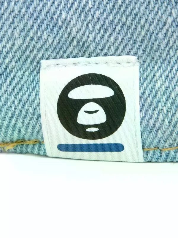 AAPE BY *A BATHING APE Moonface Embroidered Denim Cap - Blue