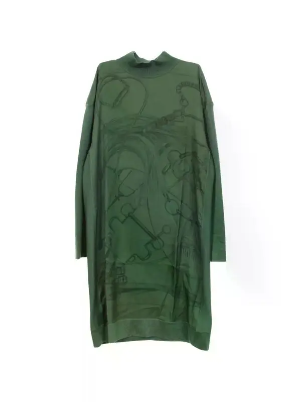 Hermès Graphic Print High Neck Midi Dress