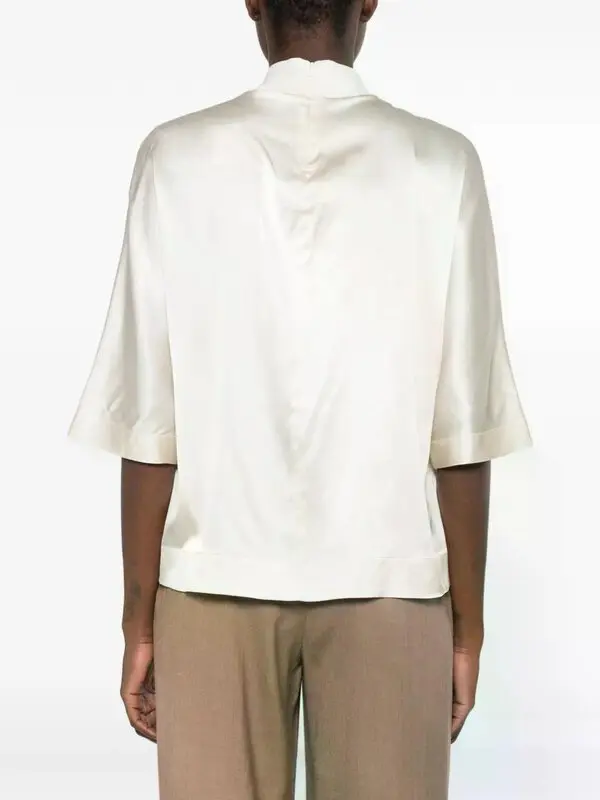 Peserico High-neck Short-sleeve Satin Top