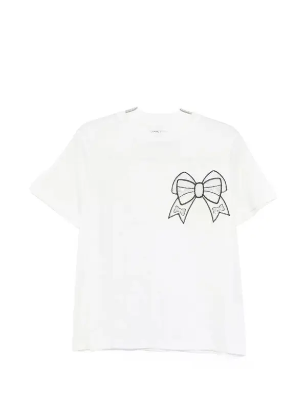 PARLOR Sequin-embellished Bow-motif T-shirt