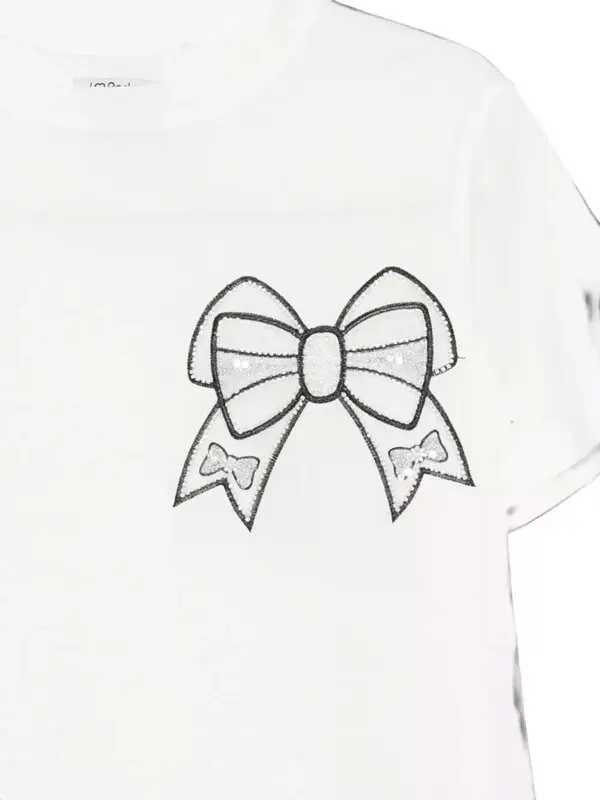 PARLOR Sequin-embellished Bow-motif T-shirt
