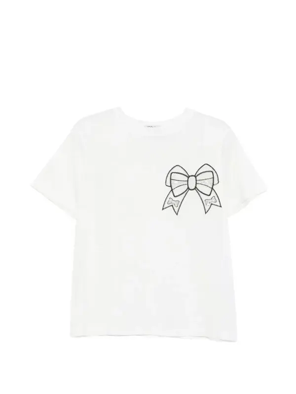 PARLOR Sequin-embellished Bow Motif T-shirt - White