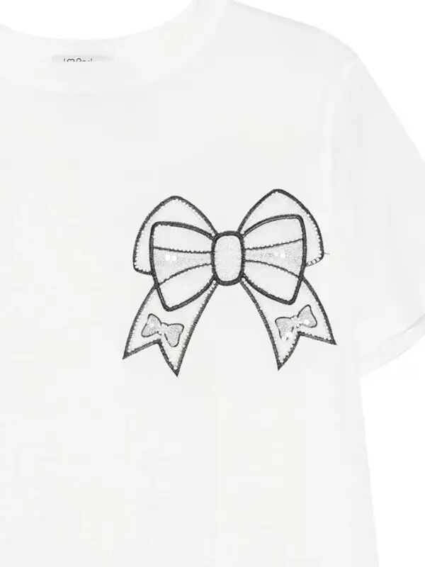 PARLOR Sequin-embellished Bow Motif T-shirt