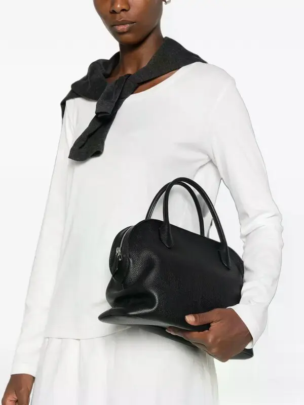 THE ROW Agnes Leather Tote Bag - Black