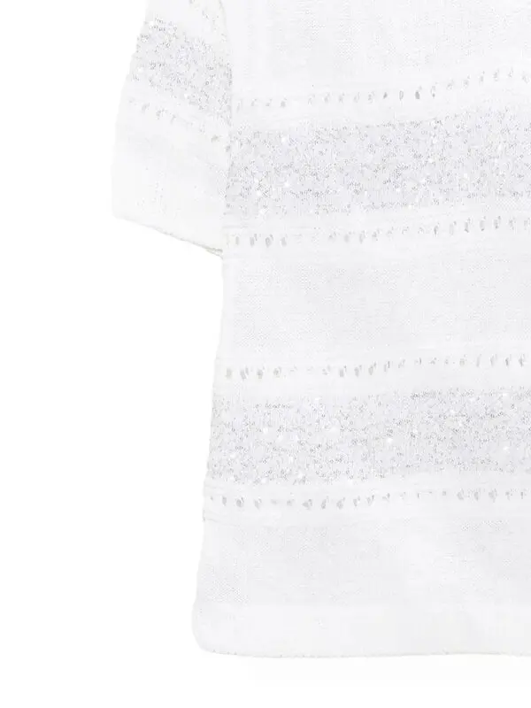 D.exterior Sequin-embellished Open-knit T-shirt
