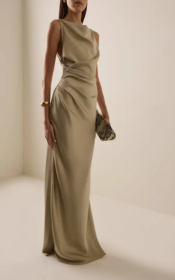 Amsale Spaghetti Strap Low Back Dress