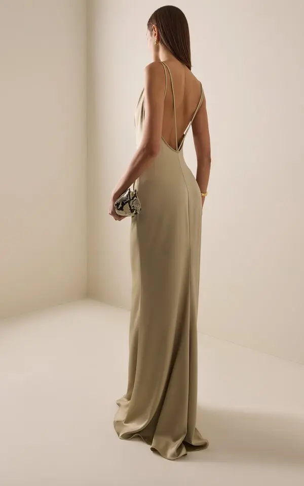 Amsale Spaghetti Strap Low Back Dress