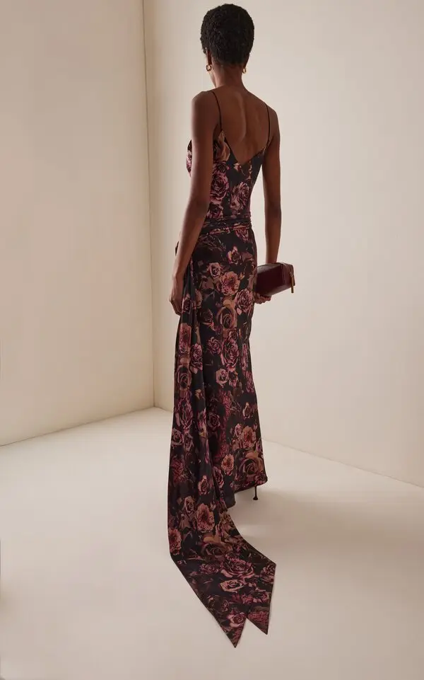 RODARTE Rose-print Silk-satin Gown