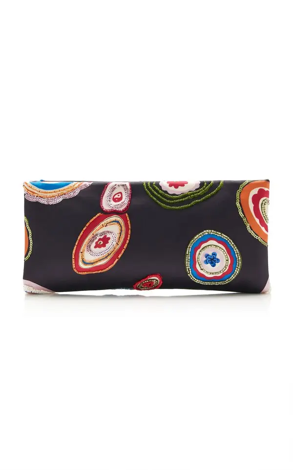 Staud Muse Beaded Satin-leather Clutch - Multi