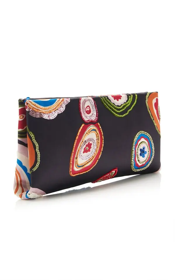 Staud Muse Beaded Satin Clutch