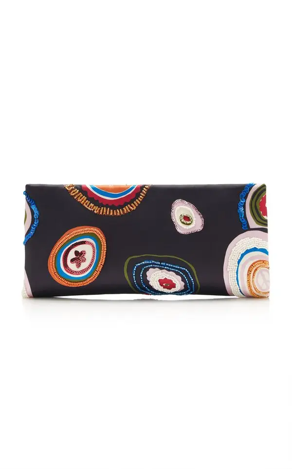 Staud Muse Beaded Satin Clutch