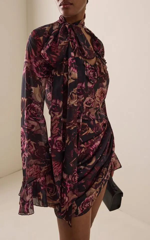 RODARTE Rose Ruffled Silk Chiffon Top