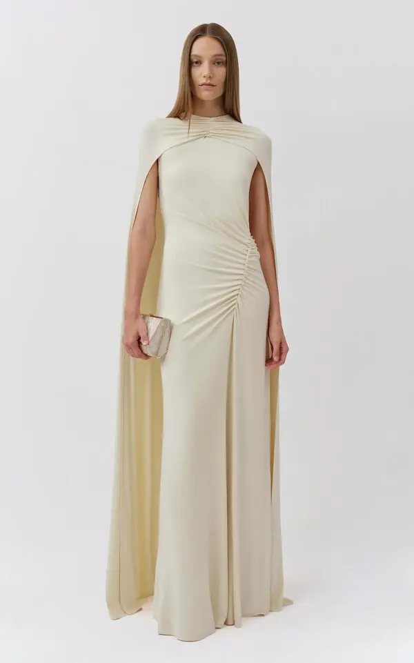 Simkhai Demi Draped Jersey Cape Gown