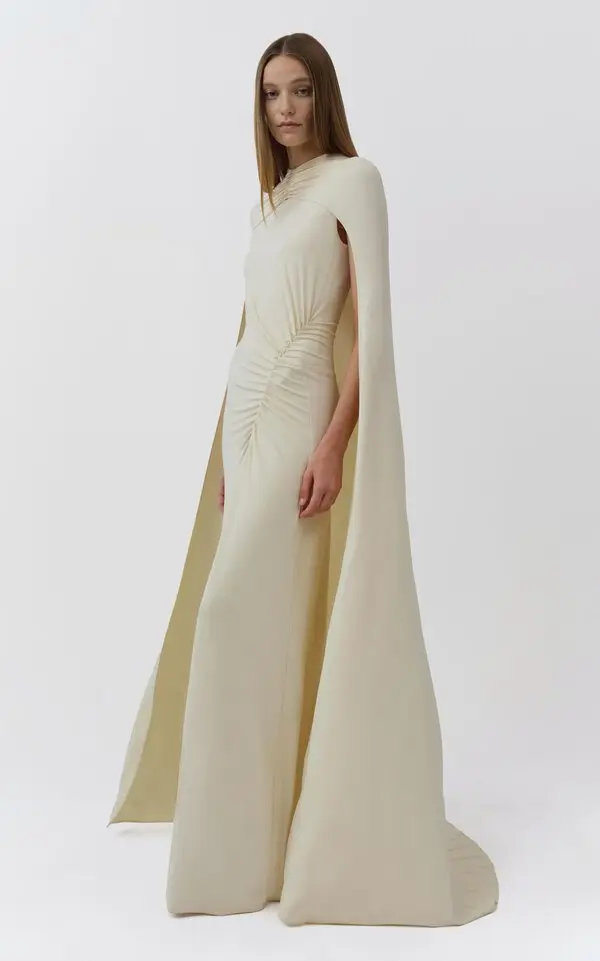 Simkhai Demi Draped Jersey Cape Gown