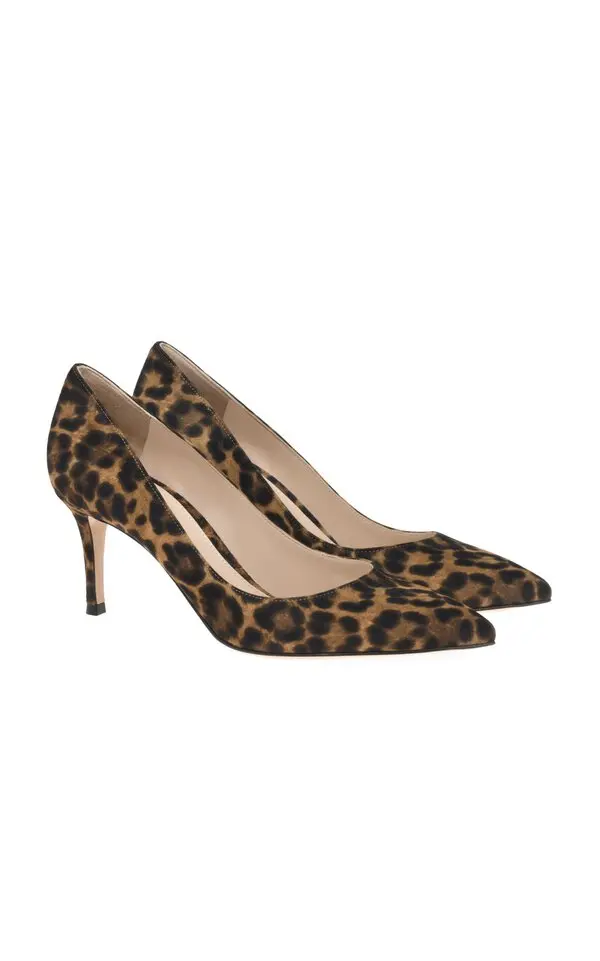 GIANVITO ROSSI Leopard Suede Pointed Toe Stiletto Pumps - Print