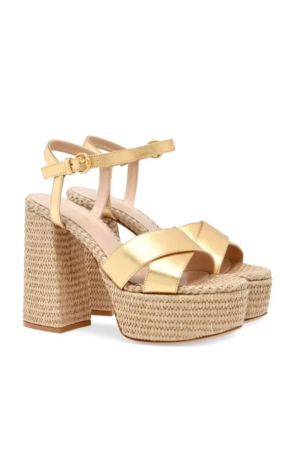 GIANVITO ROSSI Metallic Leather Platform Sandals