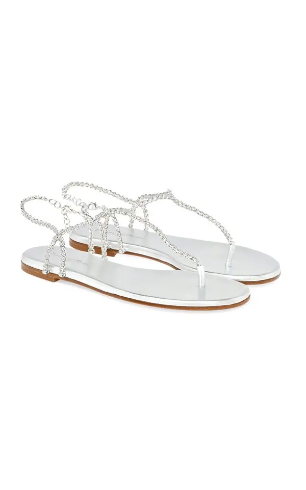 GIANVITO ROSSI Eternity Embellished Leather Thong Sandals