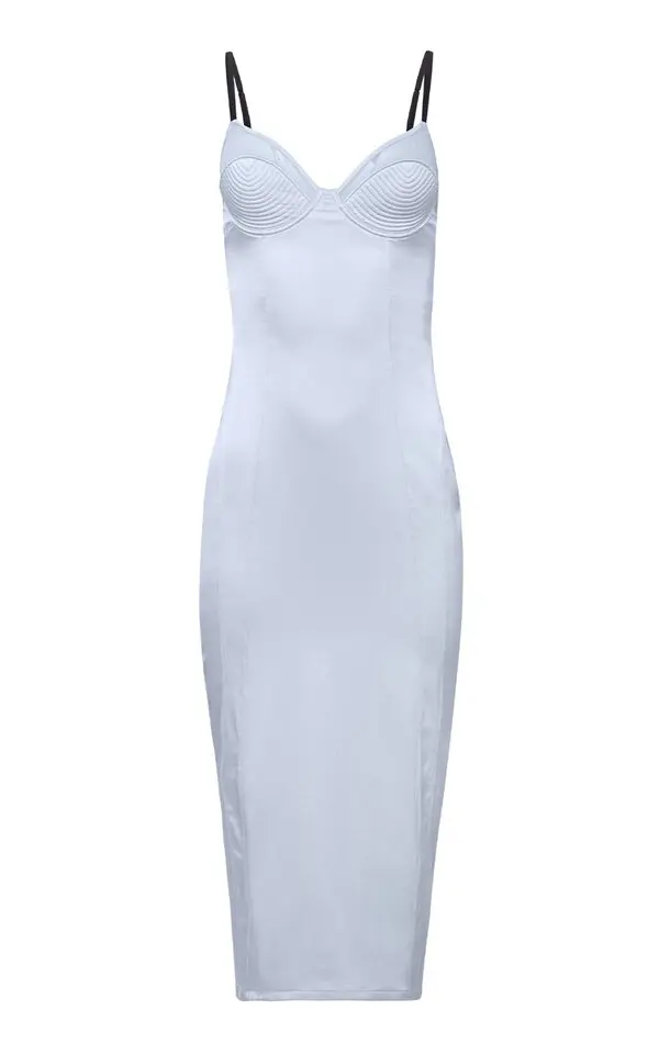 FLEUR DU MAL Bebe Midi Slip Dress With Underwire Cups And Sheer Panels