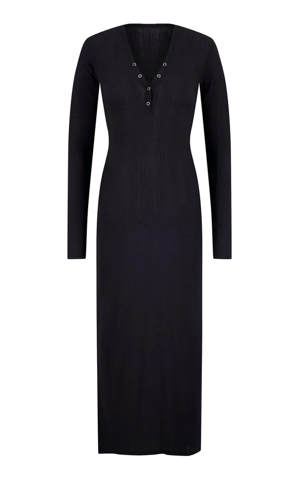 NEGATIVE Whipped Henley Dress - Black
