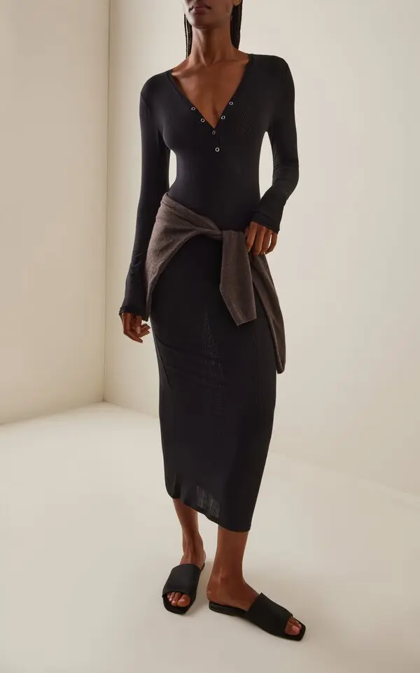 NEGATIVE Whipped Henley Dress - Black