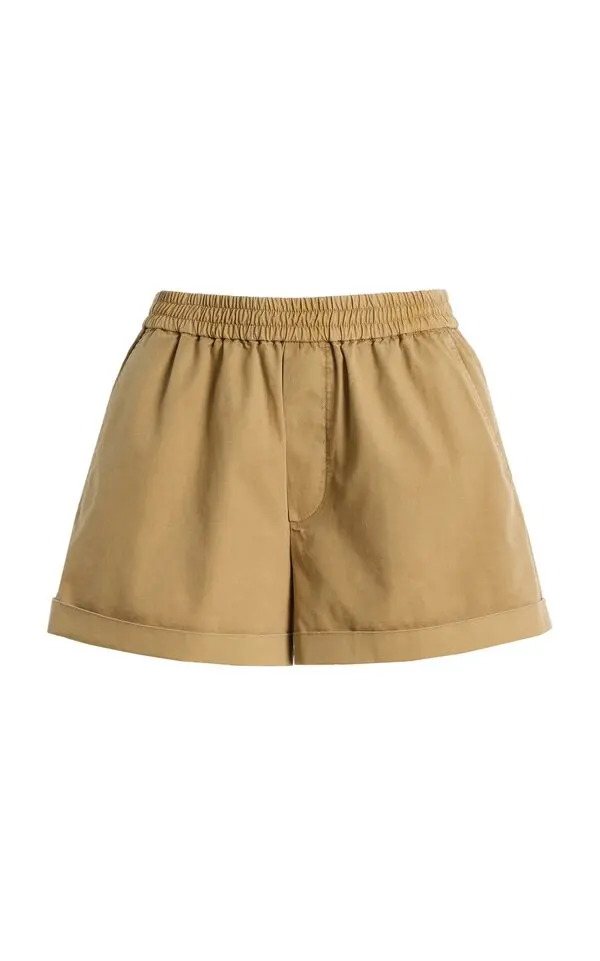 FRAME X Sotheby's Cuffed Cotton Mini Shorts - Khaki